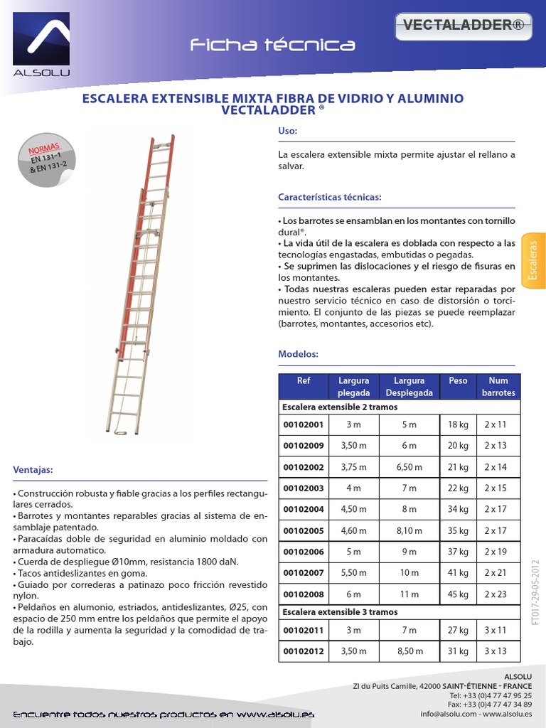 Ficha Tecnica Escalera Extensible Mixta ft017 | PDF | Materiales ...
