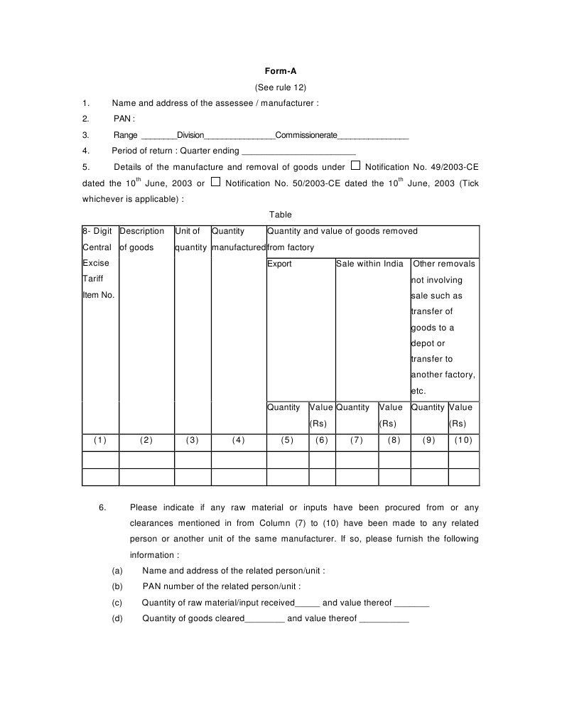 Form A | Download Free PDF | Tonne | Litre
