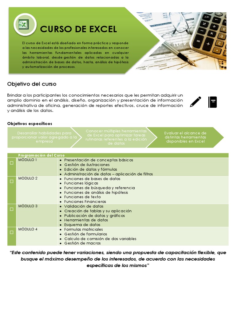 Curso Excel - Temario | PDF | Microsoft Excel | Bases de datos