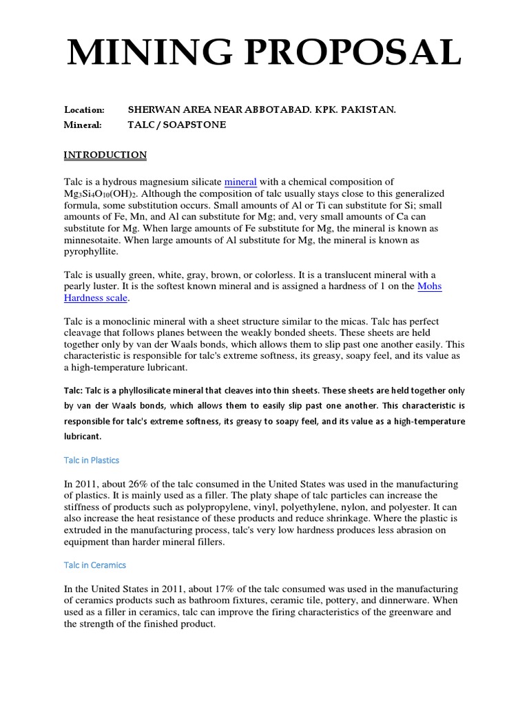 Soapstone Mining Proposal | PDF | Rock (Geology) | Paint