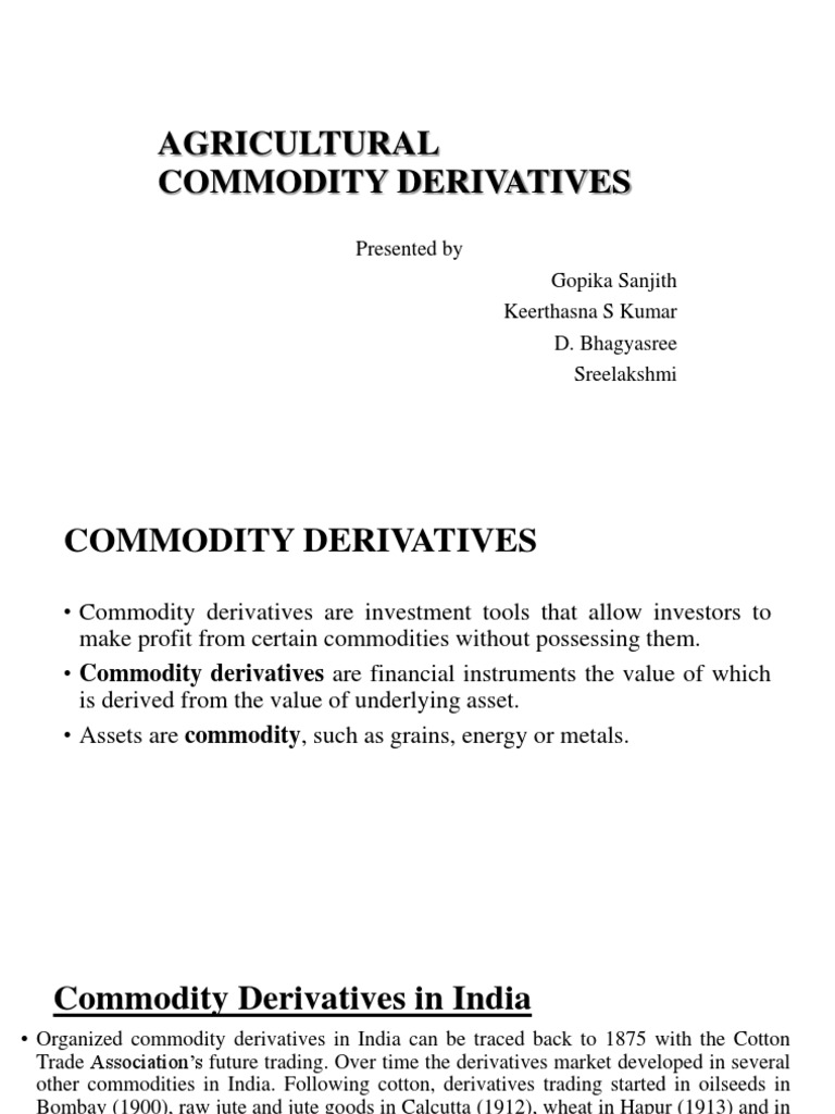Regulatory Framework for Commodity Derivatives | PDF | Commodity ...