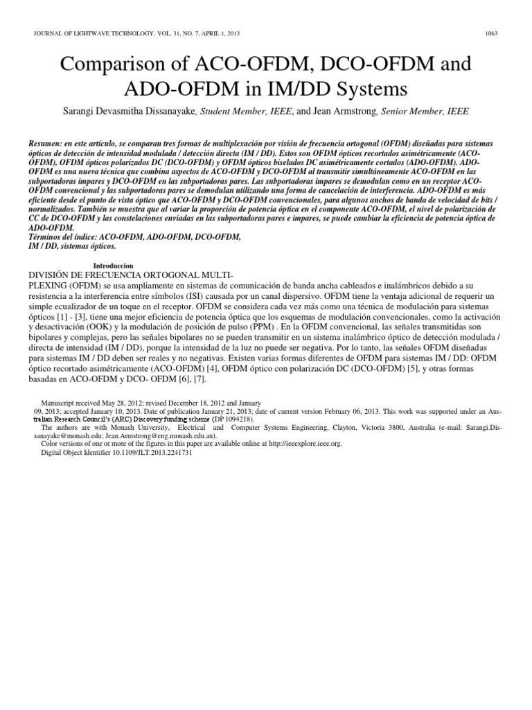 Paper IEEE OFDM | PDF | Multiplexación por división de frecuencia ...