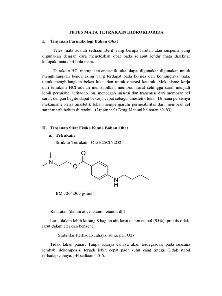 Laporan Praktikum Tetes Mata Tetrakain | PDF | Kesehatan Holistik ...