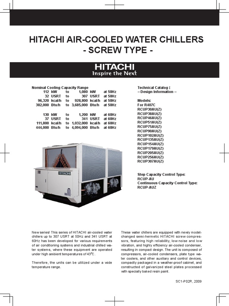 Hitachi Air-Cooled Chiller PDF | PDF | Air Conditioning | Heat Exchanger