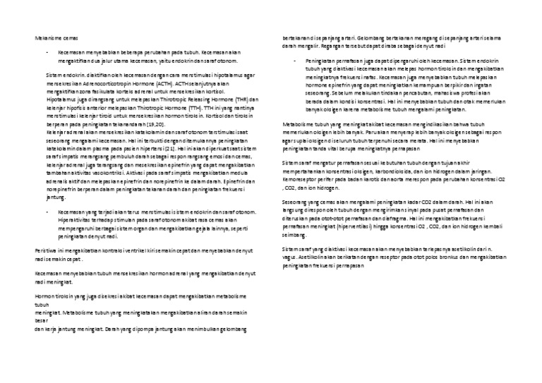 Mekanisme Cemas | PDF