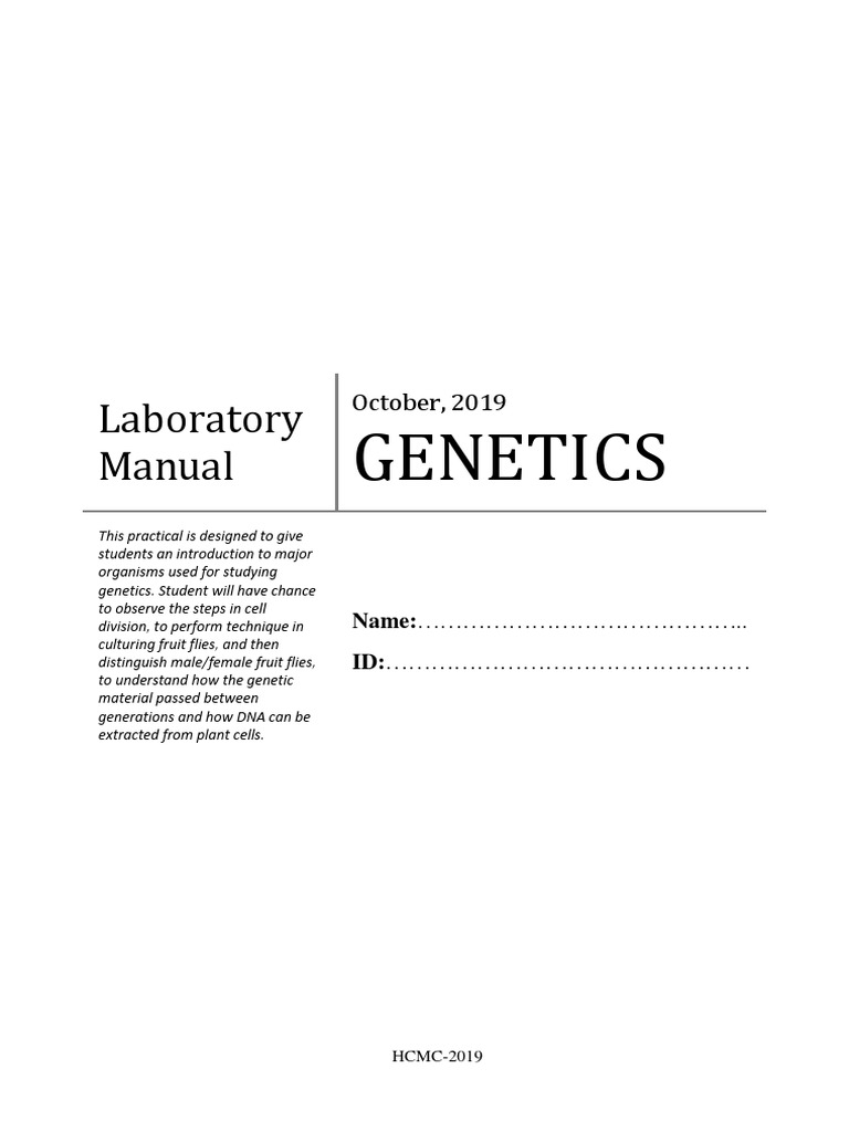 2019 Genetics Lab Manual | PDF | Meiosis | Mitosis