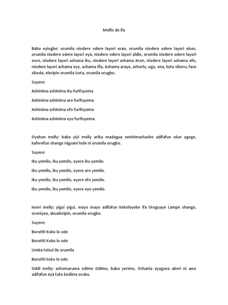 Significados de Mellis en Ifá | PDF | Religión étnica | Mitología