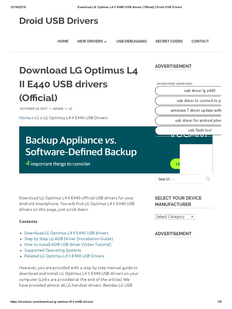 LG Optimus L4 II E440 USB Drivers (Official) - Droid USB Drivers | PDF ...
