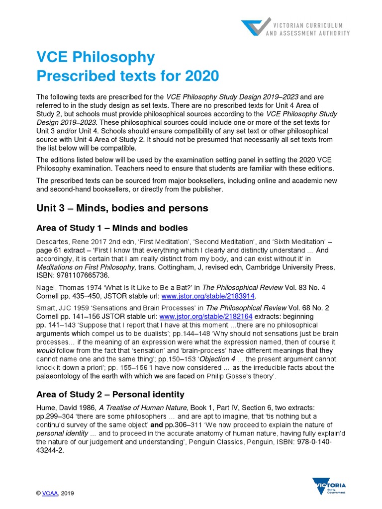 Philosophy Prescribed Texts | PDF | Metaphilosophy | Metaphysics Of Mind