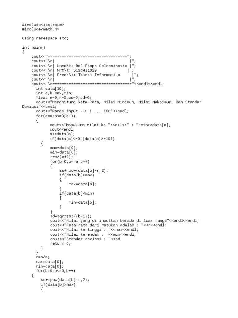 Menghitung Rata-Rata, Nilai Minimum, Nilai Maksimum, Dan Standar ...