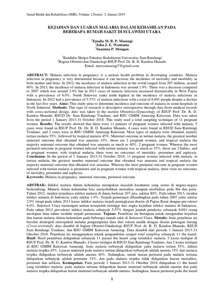 Jurnal Malaria | PDF | Kehamilan | Humaniora Medis
