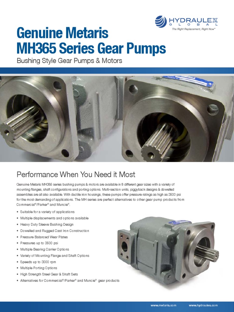 HG Metaris MH365 Bushing Pumps Cut-Sheet Web | PDF | Gear | Pump