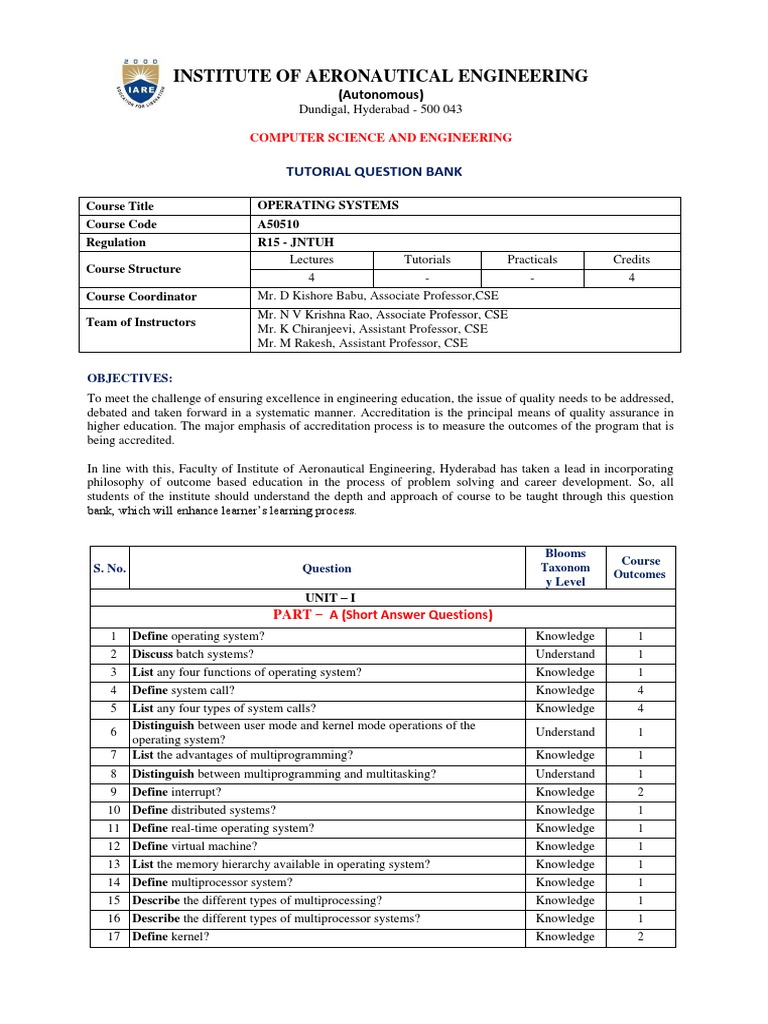Os Question Bank | PDF | Scheduling (Computing) | Operating System