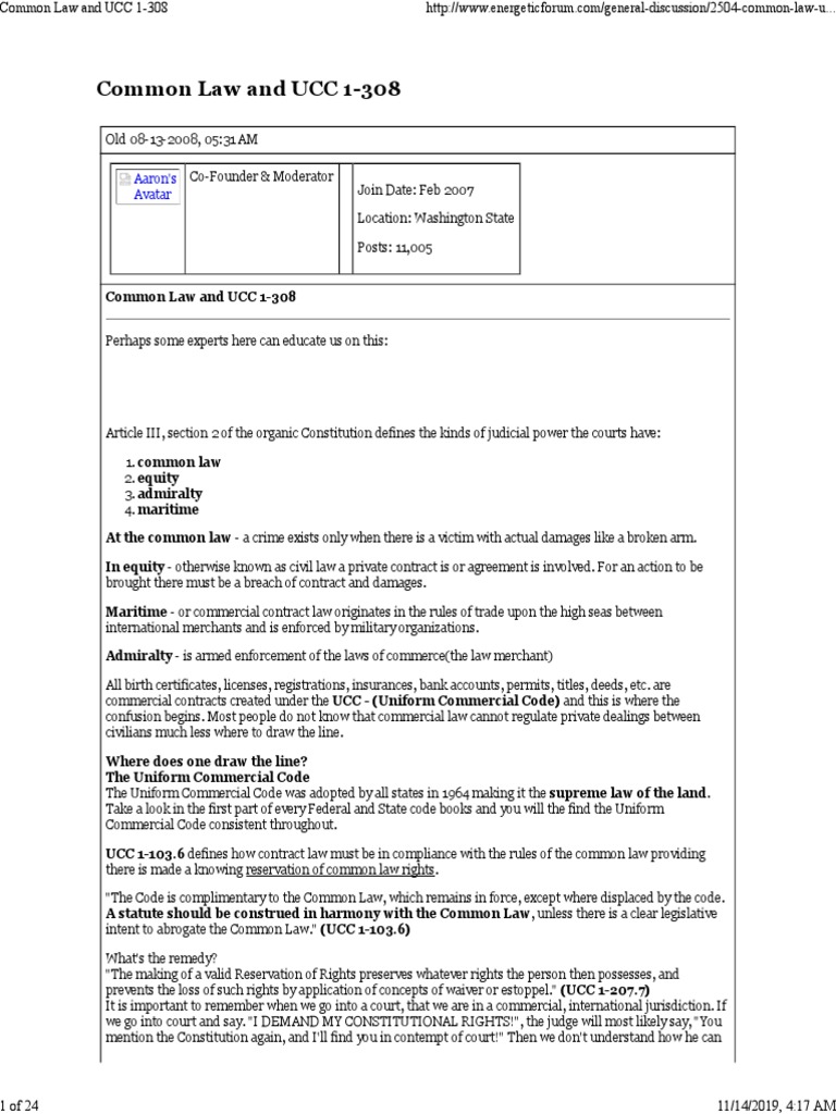 Common Law UCC | PDF | Admiralty Law | Article Three Of The United ...