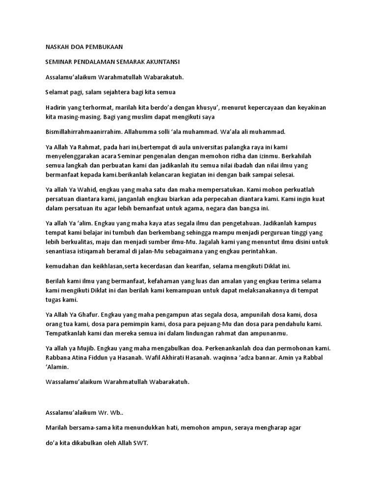 Naskah Doa Pembukaan | PDF