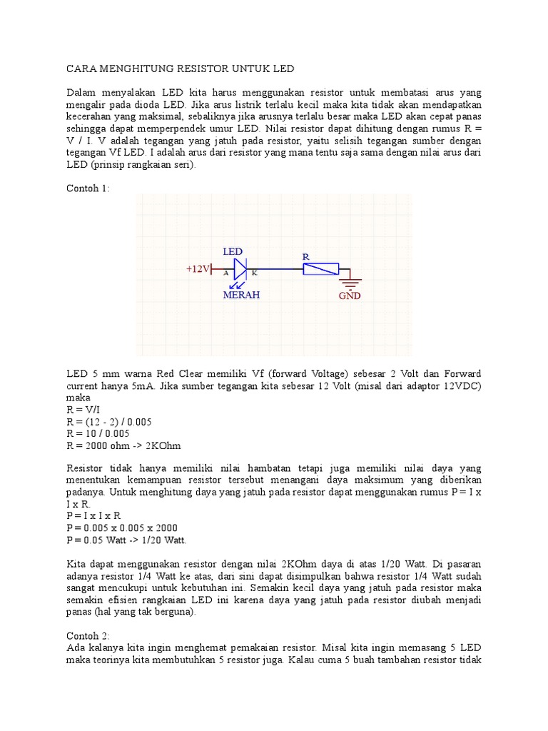 Cara Menghitung Resistor Untuk Led | PDF