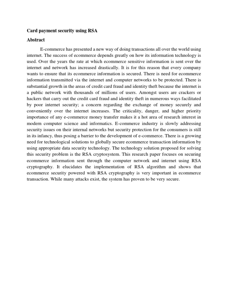RSA for E-commerce Security | PDF | Public Key Cryptography | Key (Cryptography)