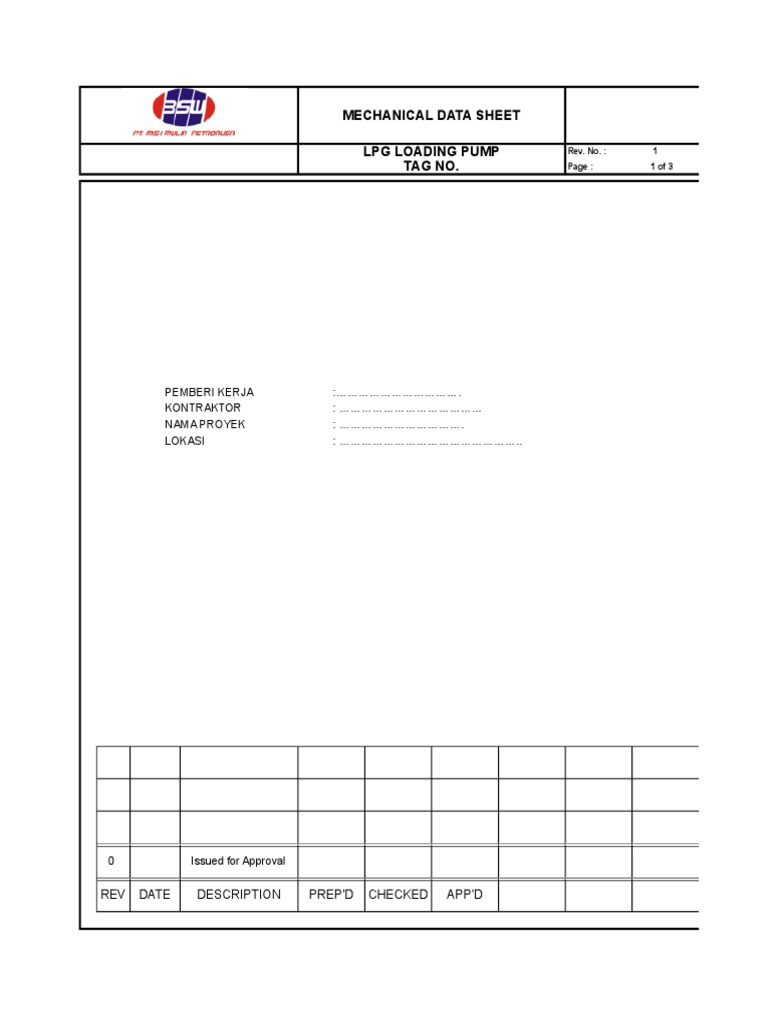Datasheet (API 610 - 1 Page) | PDF | Pump | Gas Technologies