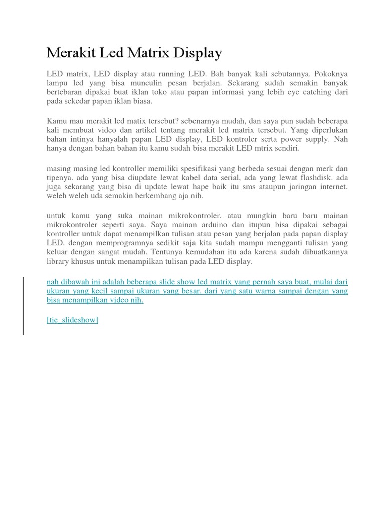 Merakit Led Matrix Display | PDF