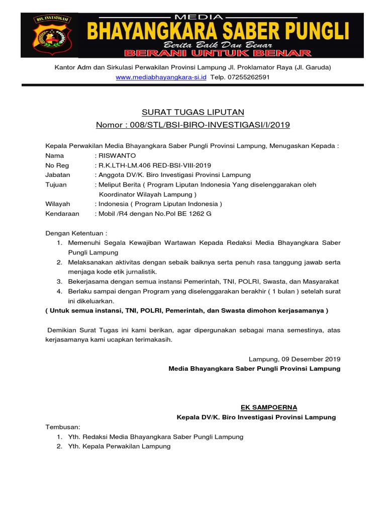 Surat Tugas Liputan | PDF