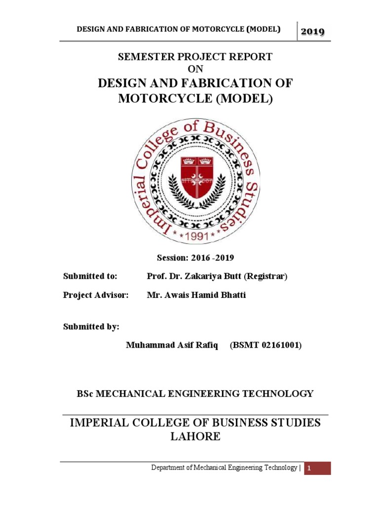 Project Report of Motorcycle Model | PDF | Design | Vehicles