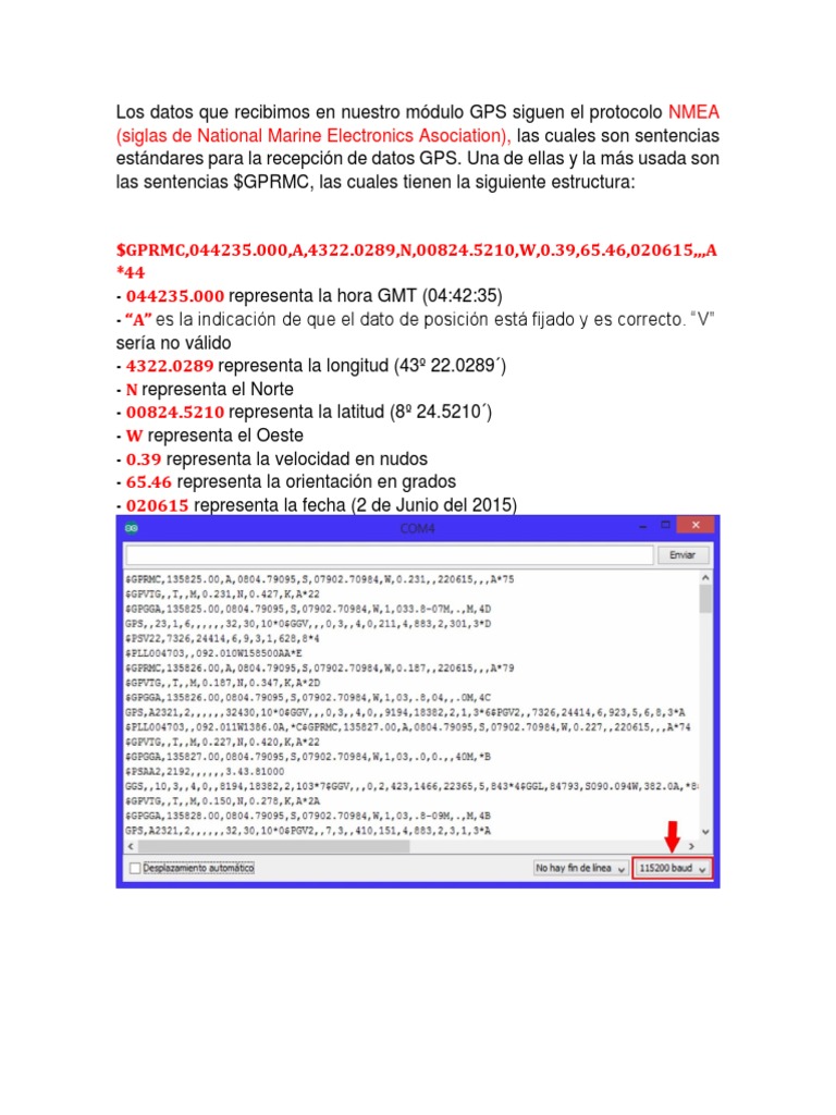 Los Datos Que Recibimos en Nuestro Módulo GPS Siguen El Protocolo NMEA ...