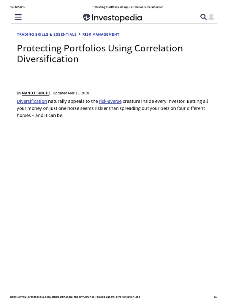 Protecting Portfolios Using Correlation Diversification | PDF | Diversification (Finance ...