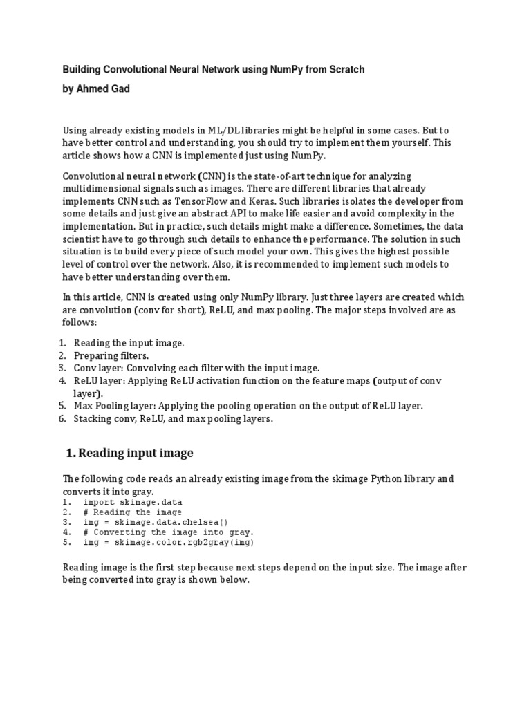 Building Convolutional Neural Network From Scratch | PDF | Convolution | Areas Of Computer Science