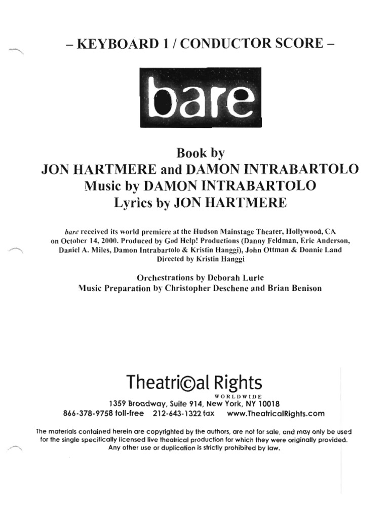 Bare A Pop Opera Score PDF | PDF