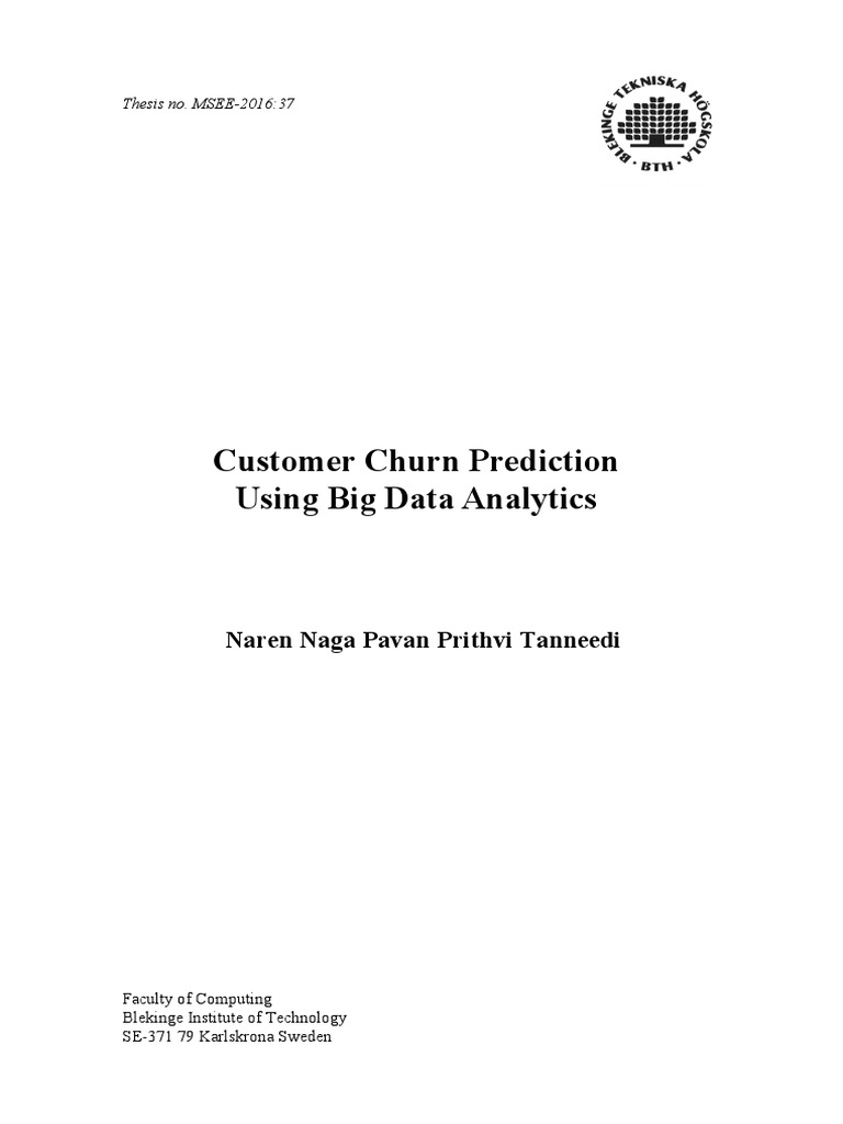 Customer Churn Prediction Using Big Data Analytics | PDF | Data ...