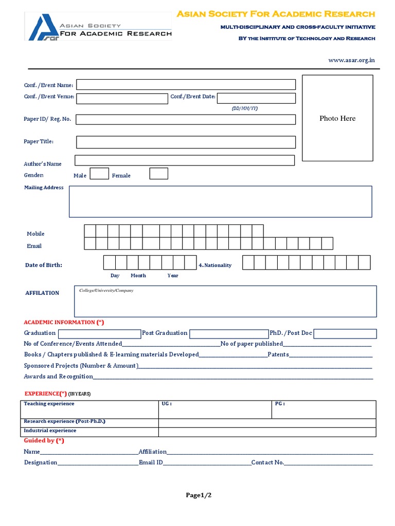ASAR New Reg Form | PDF | Identity Document | Business
