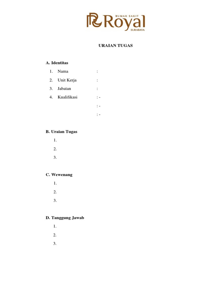 Template Uraian Tugas Karyawan | PDF