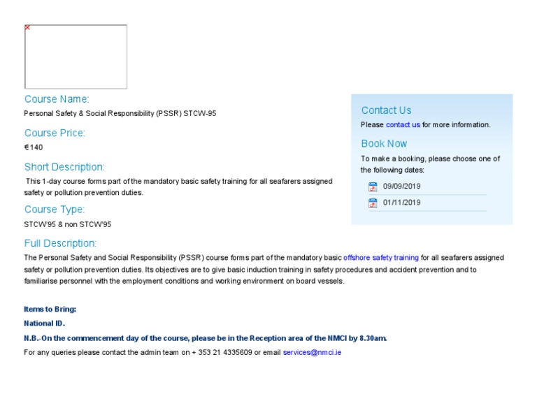 Personal Safety & Social Responsibility (PSSR) STCW-95 | PDF