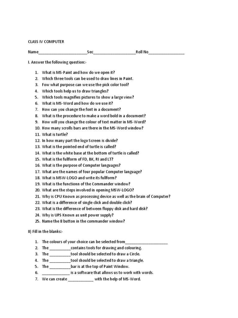 Class IV Computer | Download Free PDF | Media Technology | Computing