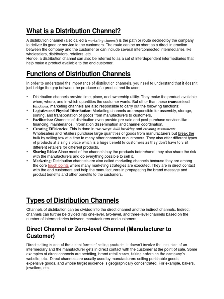 What Is A Distribution Channel | PDF | Retail | Trade