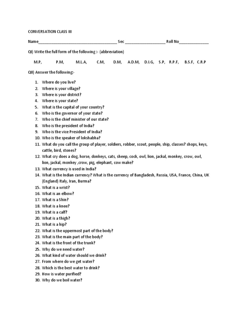 Conversation Class III | PDF