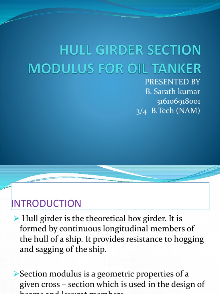 Hull Girder Section Modulus For Oil Tanker | PDF | Bending | Beam ...