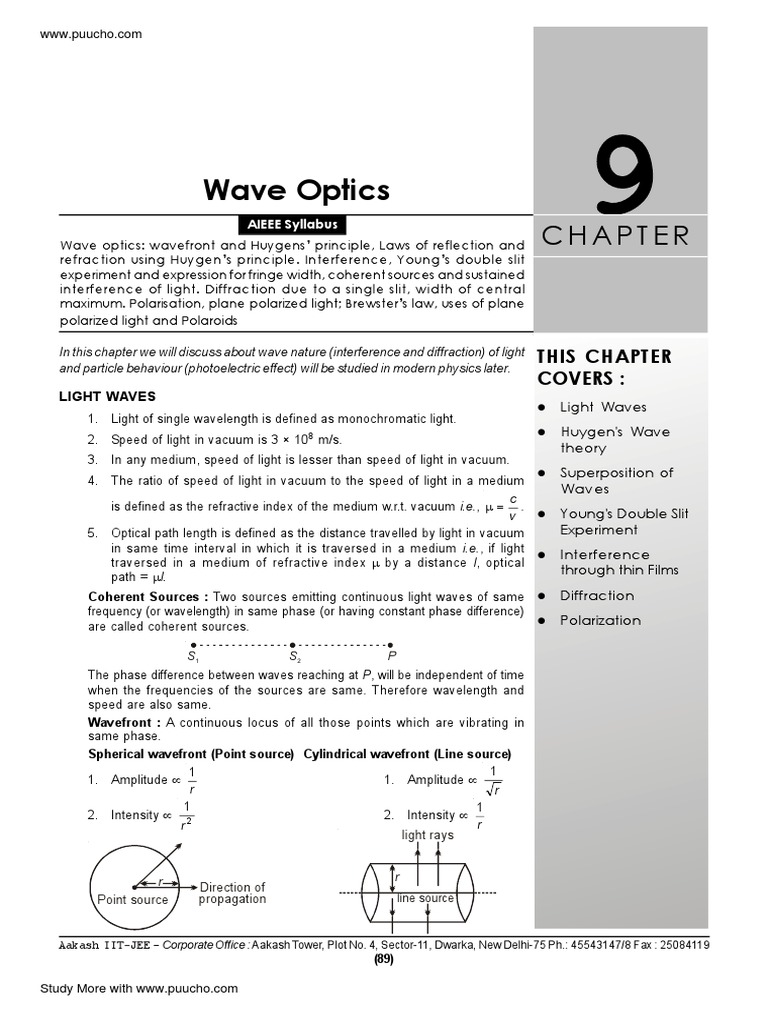 Wave Optics | PDF | Polarization (Waves) | Diffraction
