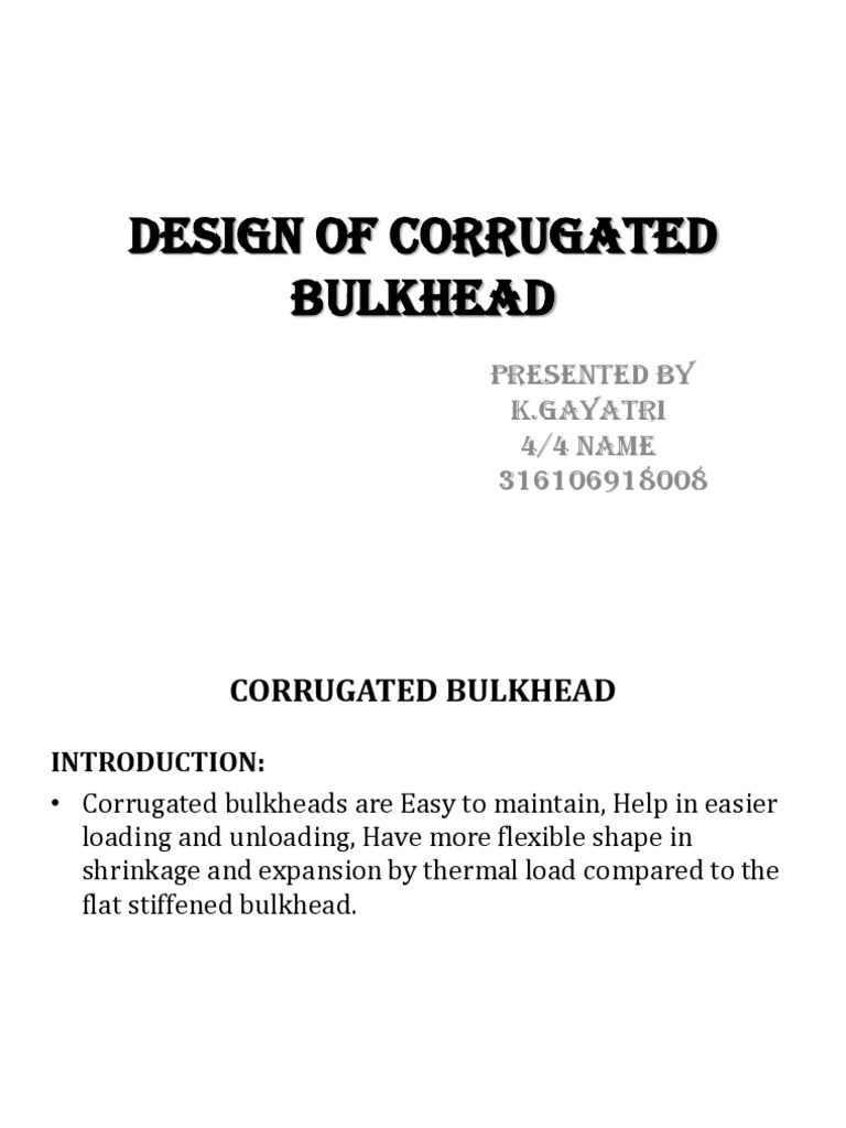 Design of Corrugated Bulkhead | PDF