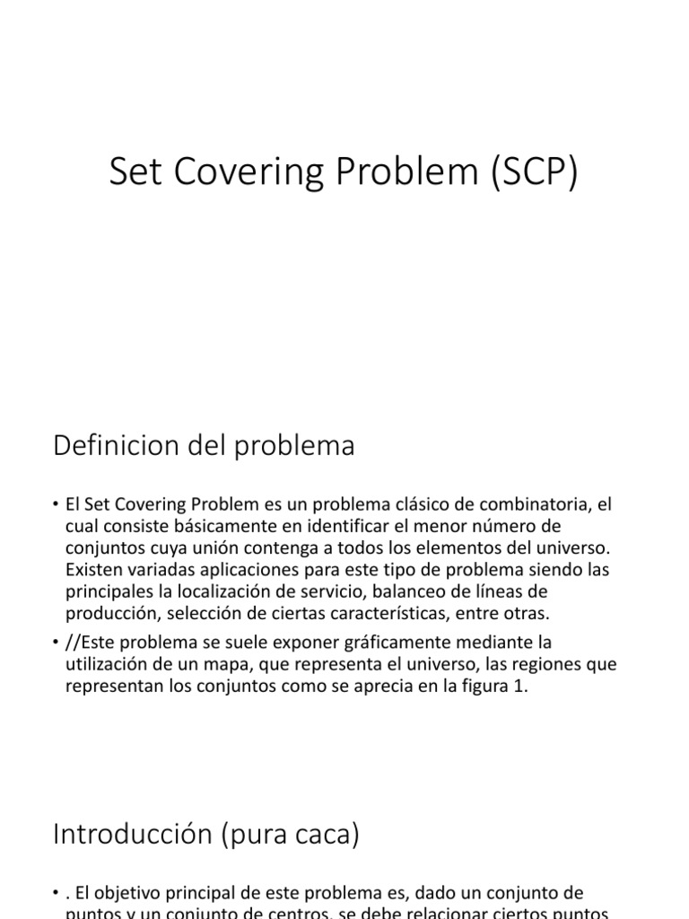 Set Covering Problem (SCP) | PDF