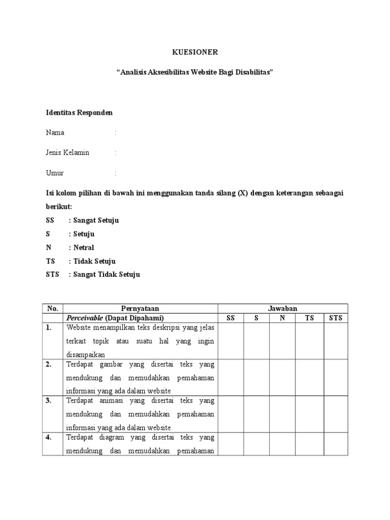 Kuesioner Informasi Dan Kelompok Khusus | PDF
