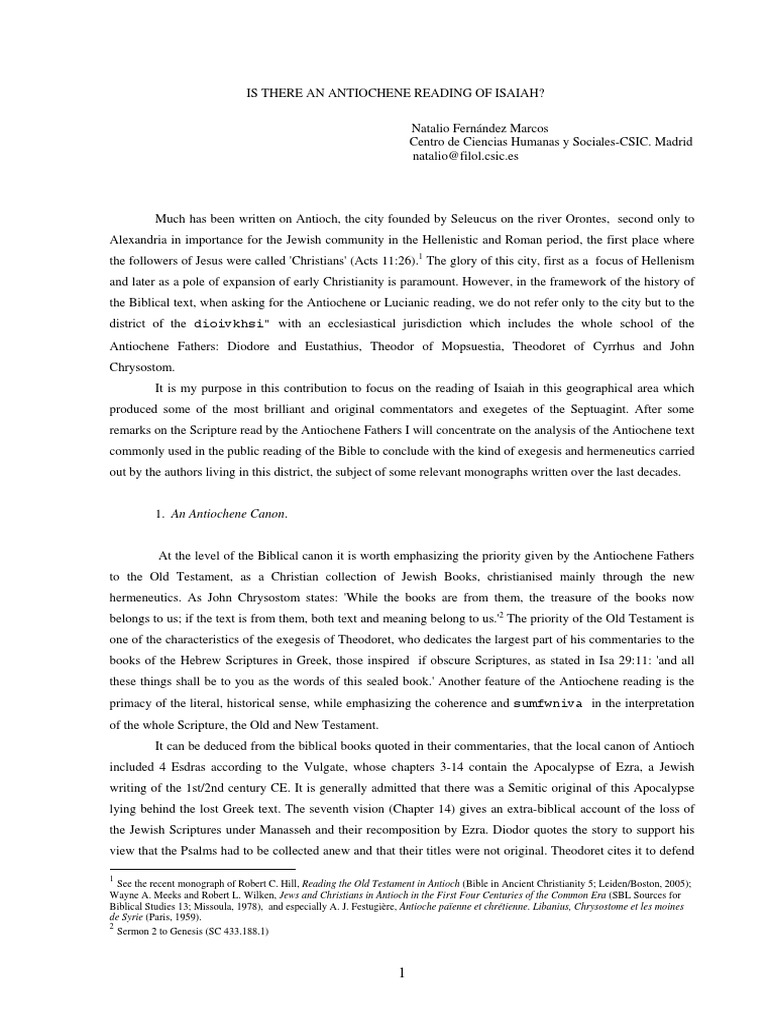 Antiochene Reading of Isaiah | PDF | Septuagint | Religious Literature