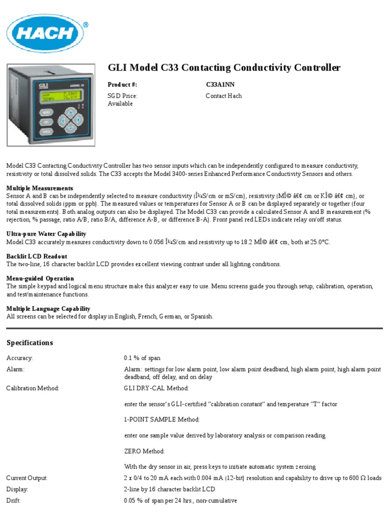 PH Monitor GLI C33A1NN | PDF | Relay | Sensor