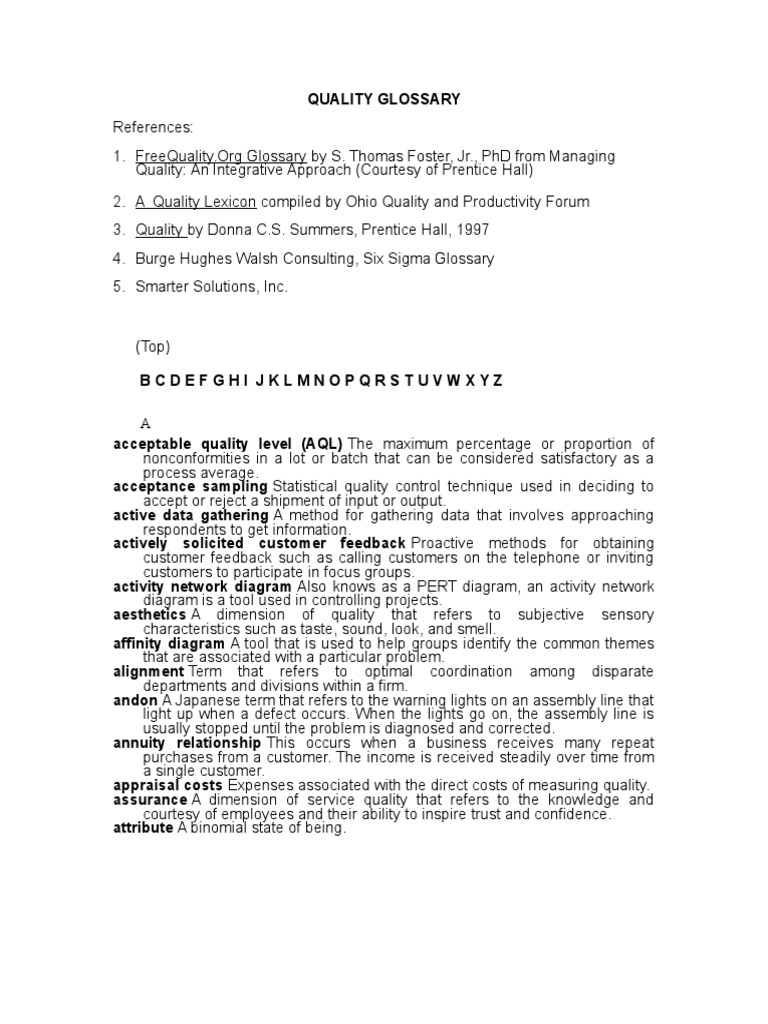 Quality Assurance Terms Glossary | PDF | Causality | Experiment