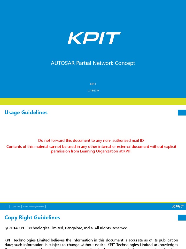 AUTOSAR Partial Network NEW | PDF | Computer Network | Data Transmission