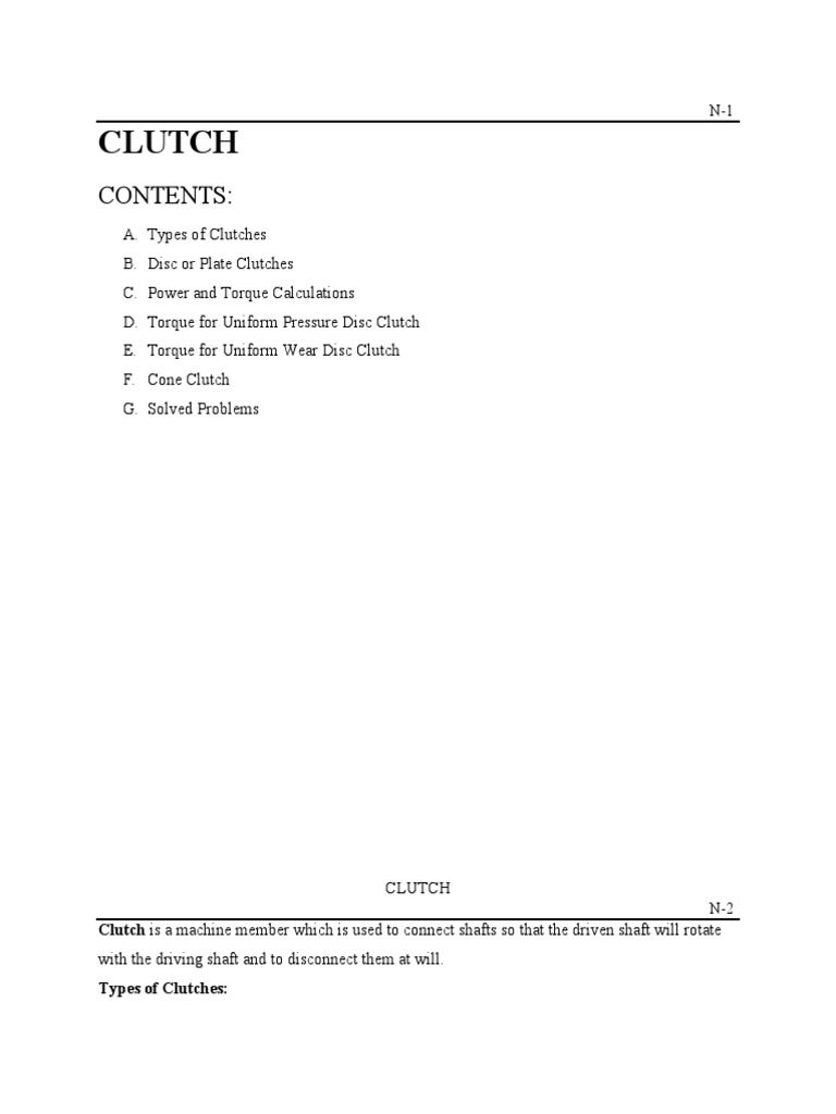 Clutch PDF | PDF | Clutch | Physical Quantities