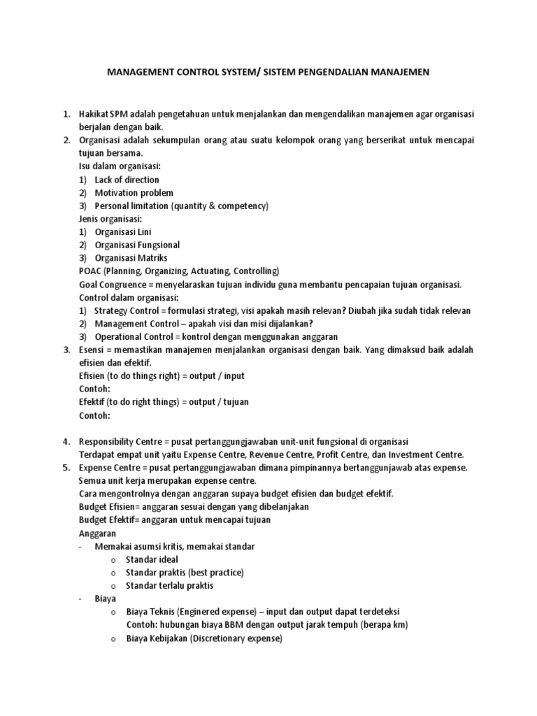 Management Control System | PDF