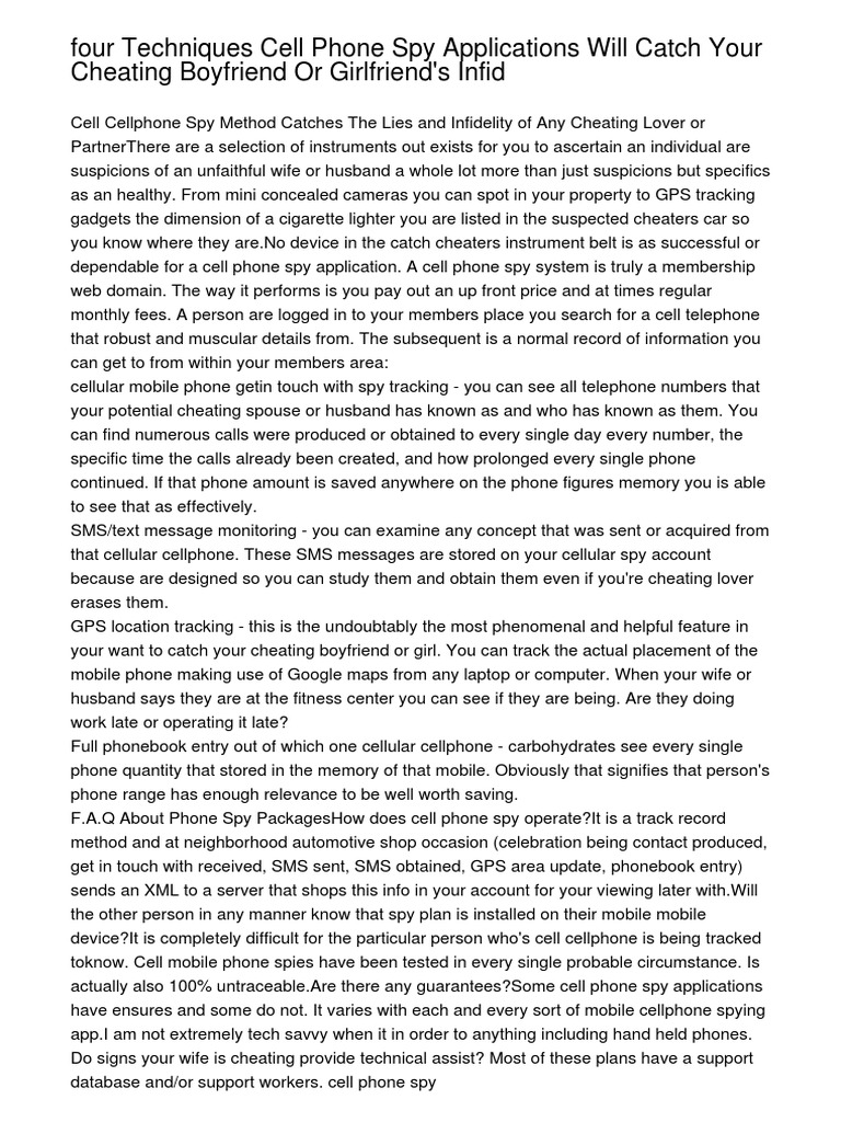 Four Techniques Cell Phone Spy Applications Will Catch Your Cheating ...