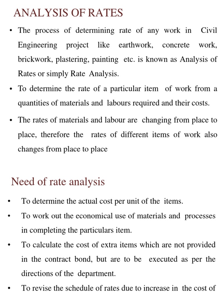 Analysis of Rates | PDF | Mortar (Masonry) | Masonry