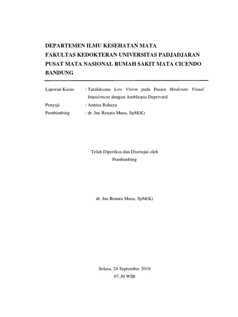 Tatalaksana Low Vision Pada Pasien Moderate Visual Impairment Dengan ...
